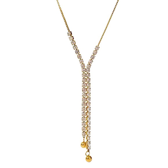 Jewelry | Cz Lariat Drop Necklace Stainless Steel | Poshmark